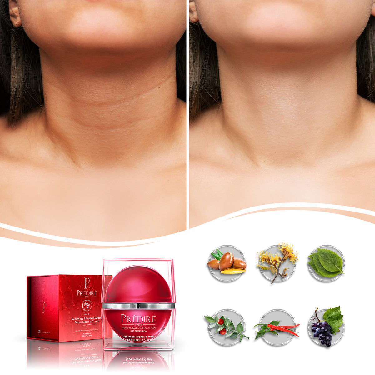 Red Wine Intensive Mask Face, Neck and Chest, 50 ml – Prédiré Paris